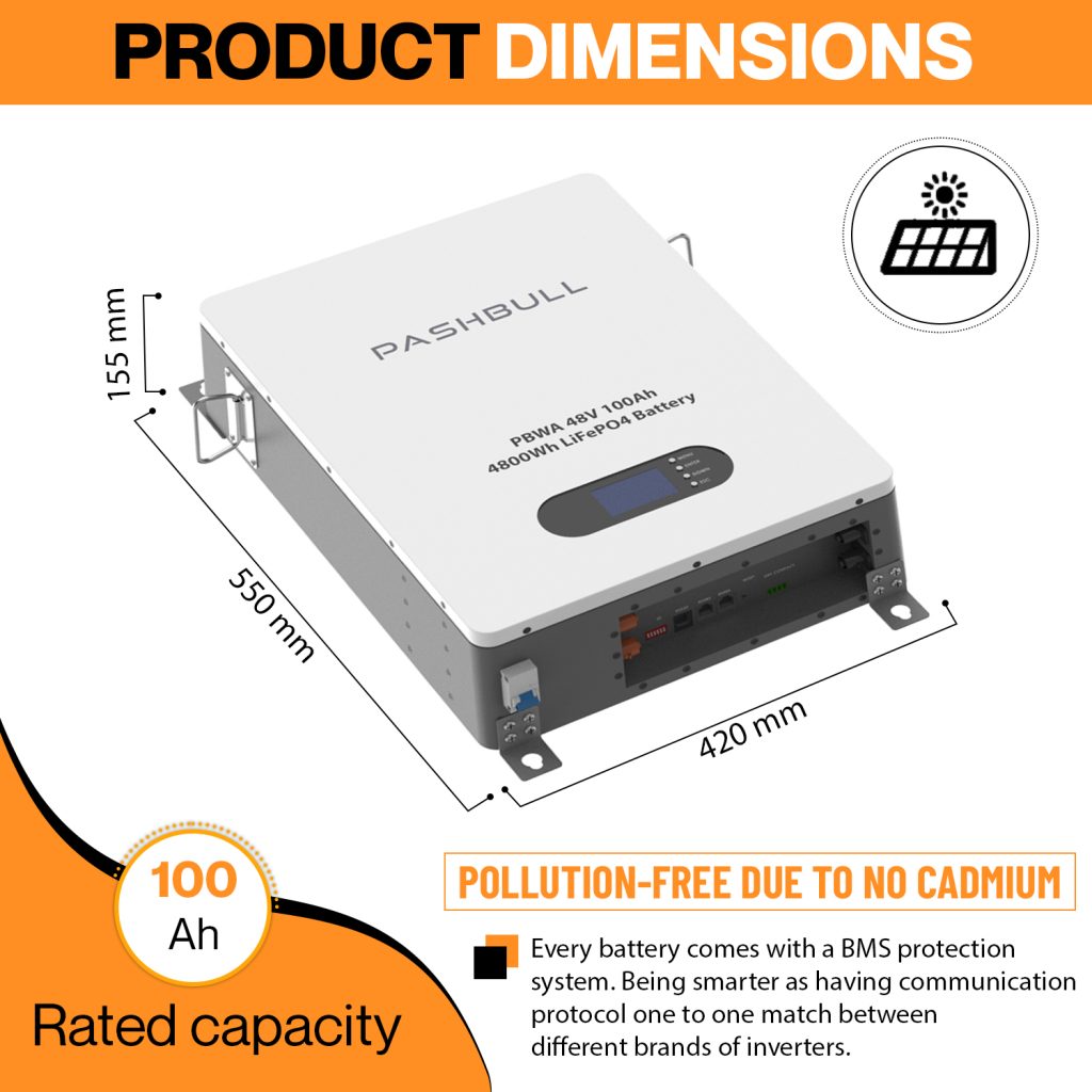 5KWh Solar-Powered Rechargeable Battery, Wall-Mounted Battery | Pashbull