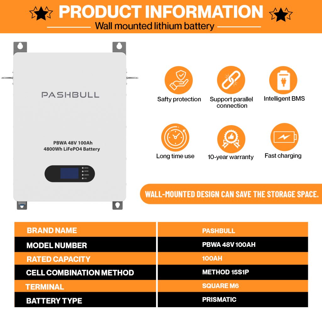 5KWh Solar-Powered Rechargeable Battery, Wall-Mounted Battery | Pashbull